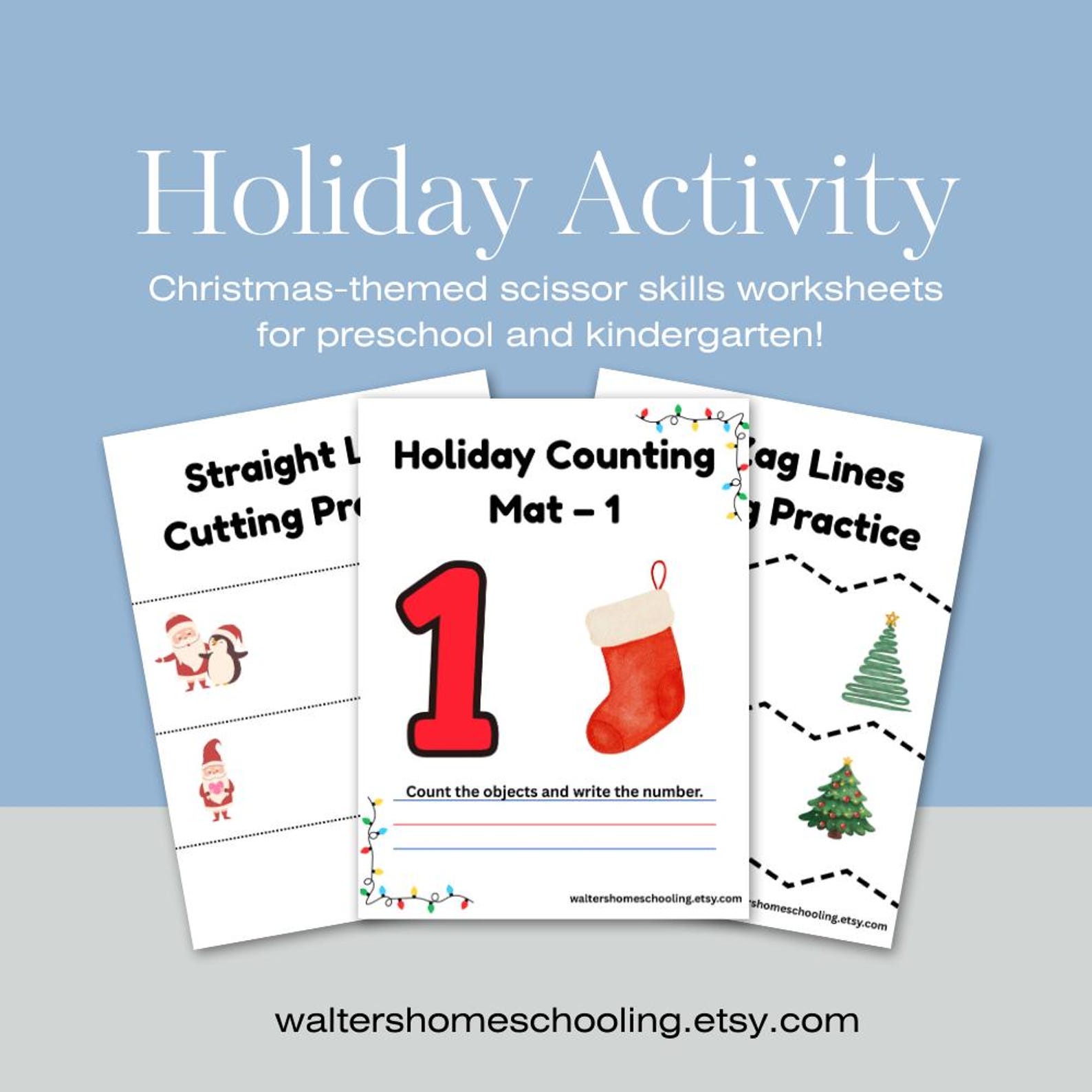 Christmas Cutting Practice Worksheets – Preschool Scissor Skills Pack ...