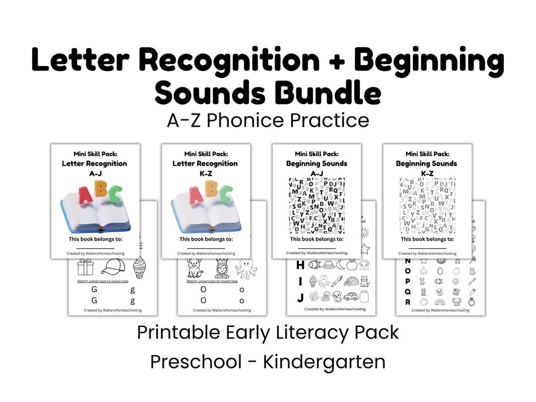 Letter Recognition and Beginning Sounds Bundle Printable, A to Z ...