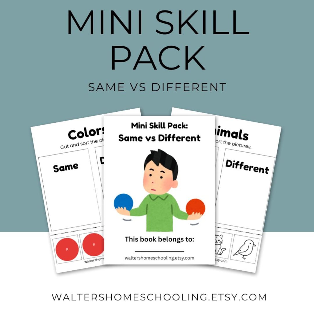 Same Vs Different Worksheets for Preschool – Cut and Paste Sorting ...