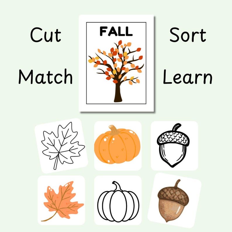 Fall Sorting Activity for Toddlers | Preschool Autumn Matching ...