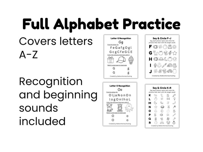 Letter Recognition and Beginning Sounds Bundle Printable, A to Z ...
