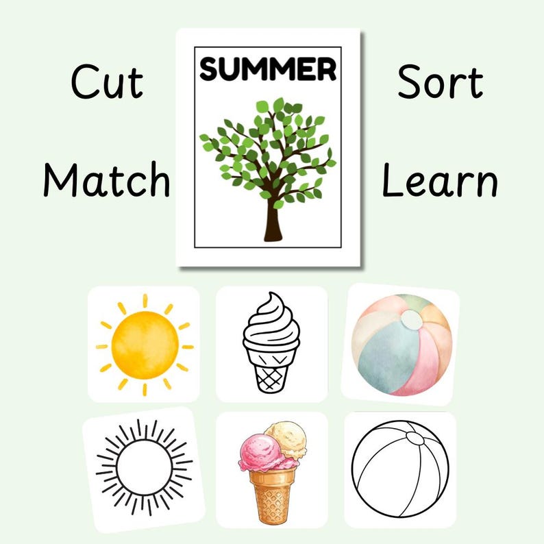 Summer Sorting Activity for Toddlers | Preschool Summer Matching ...