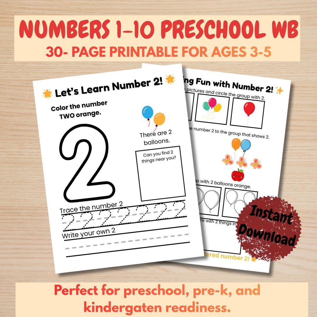 Preschool Numbers Workbook 1 to 10 | Counting & Tracing Worksheets ...