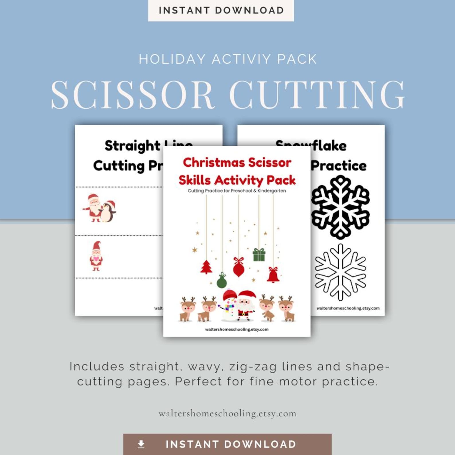 Christmas Cutting Practice Worksheets – Preschool Scissor Skills Pack ...