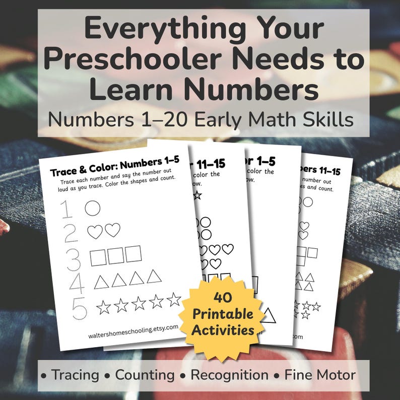 Preschool Number Skills Bundle | Numbers 1–20 Worksheets | Counting ...