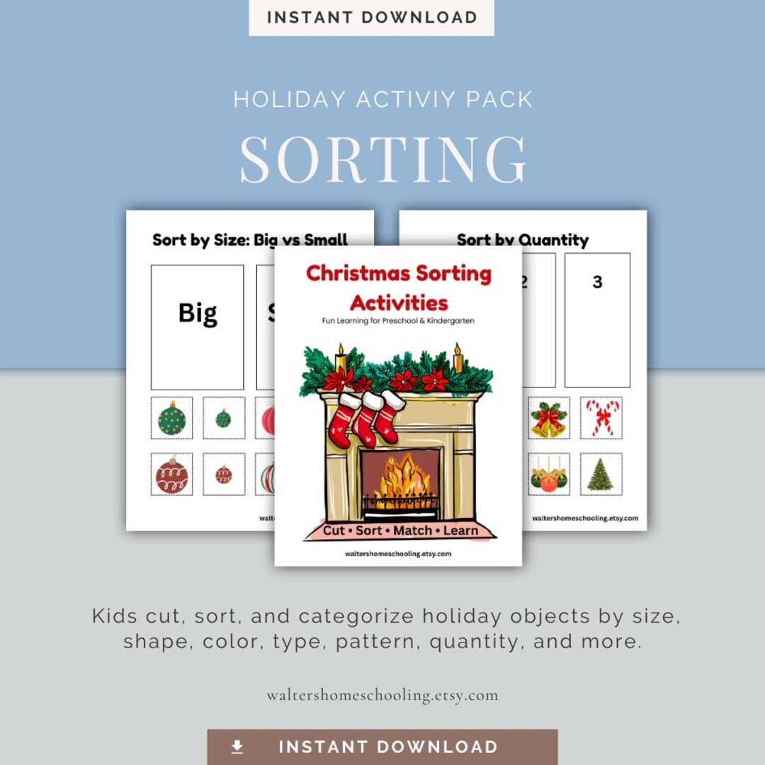 Christmas Sorting Activities – Preschool Cut & Sort Worksheets ...