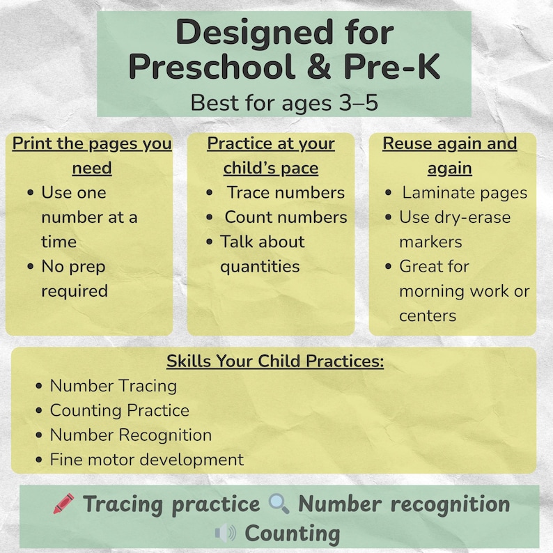 Preschool Number Skills Bundle | Numbers 1–20 Worksheets | Counting ...
