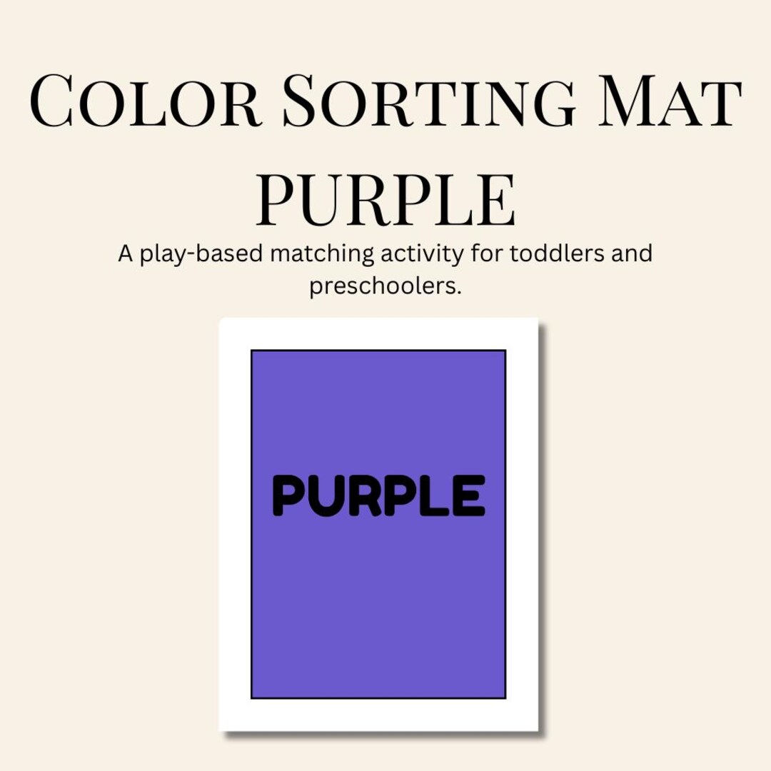 Purple Color Sorting Activity for Toddlers | Preschool Color Match ...