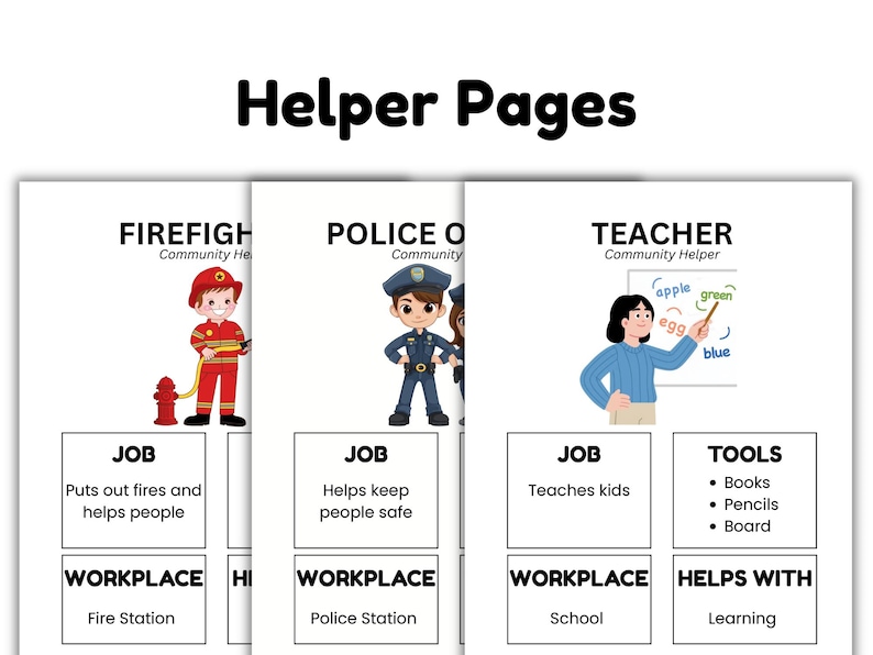 Community Helpers Printable Workbook | Kindergarten Preschool Social ...