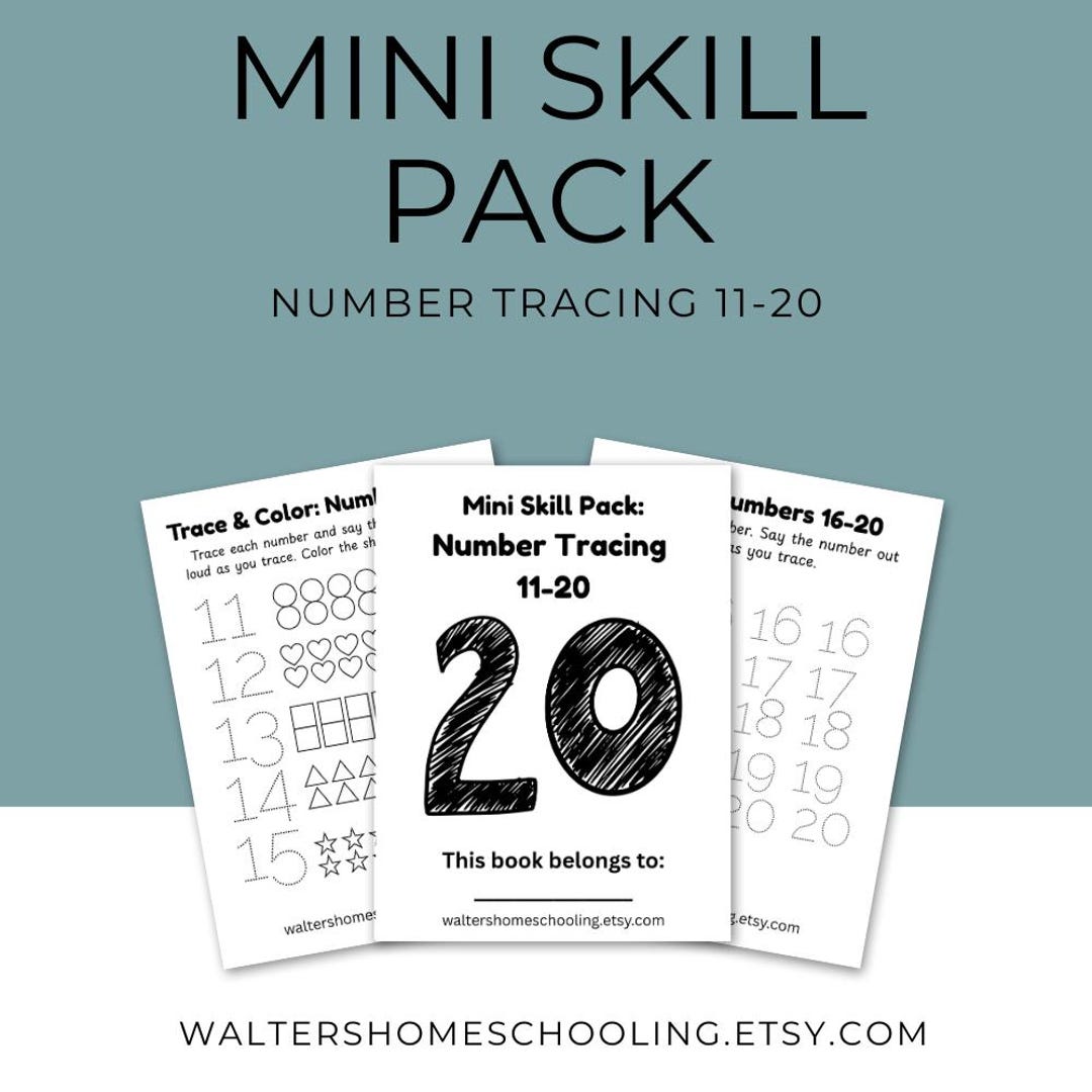 Number Tracing Worksheets 11–20 | Preschool & Kindergarten | Mini Skill ...