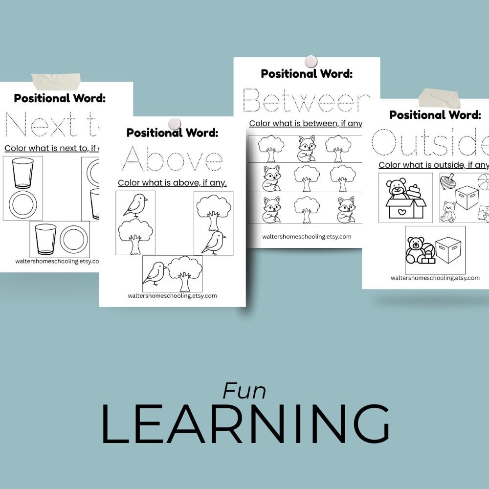 Positional Words Worksheets for Preschool – Above, Below, Beside ...