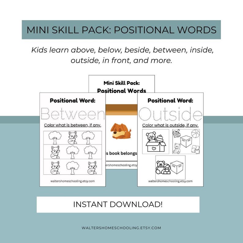 Positional Words Worksheets for Preschool – Above, Below, Beside ...