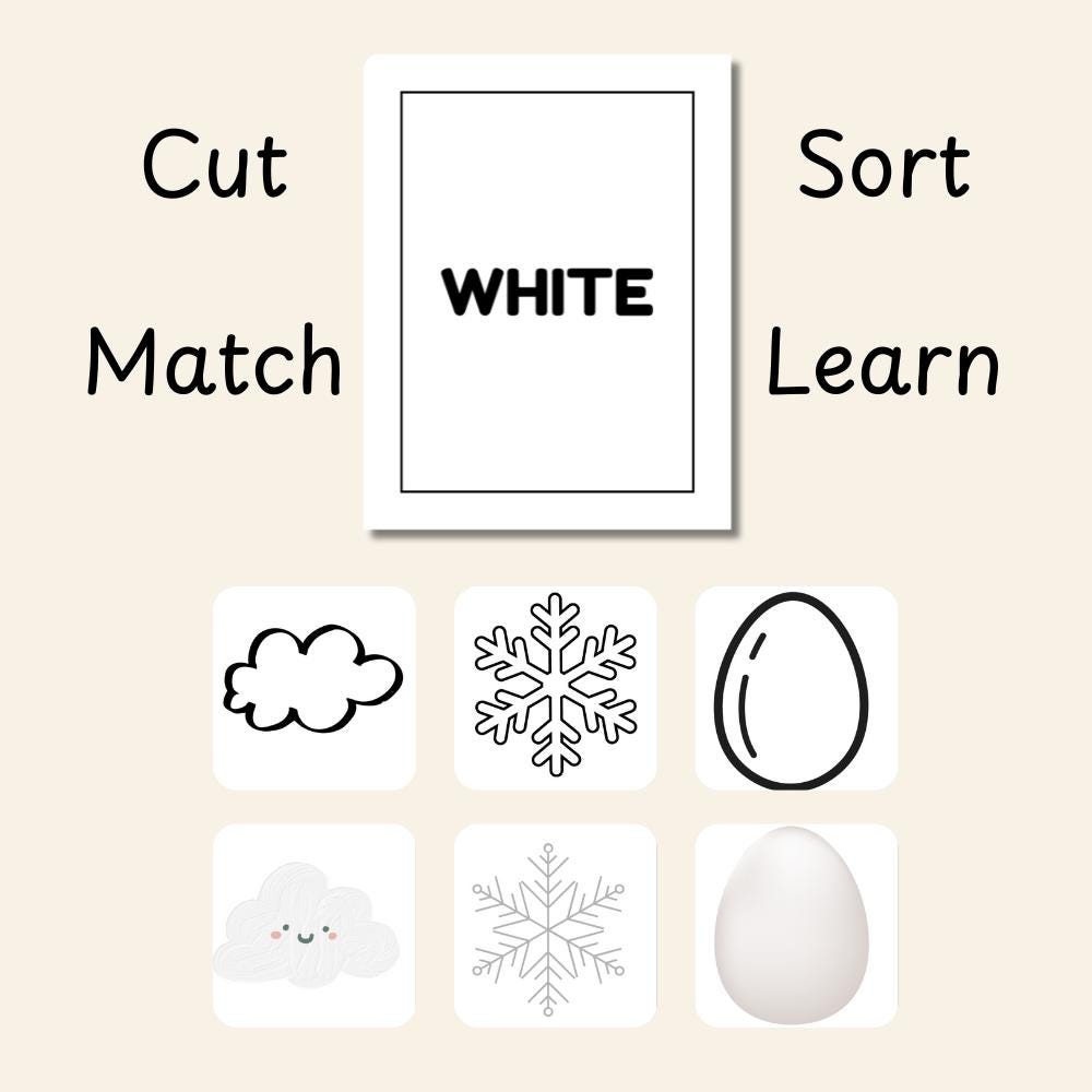 White Color Sorting Activity for Toddlers | Preschool Color Match ...