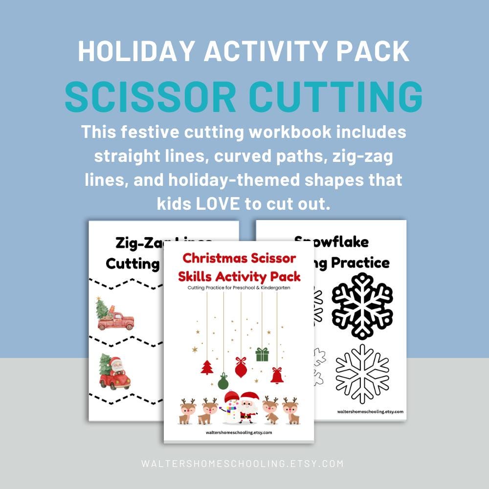 Christmas Cutting Practice Worksheets – Preschool Scissor Skills Pack ...