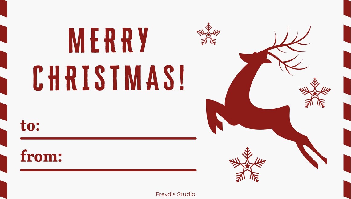 Red Reindeer Christmas Gift Tag Printable · “merry Christmas” To/from ...