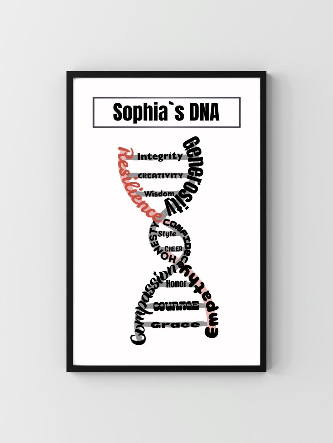 Personalized Gift Typography Poster, DNA Digital Poster, Inspirational ...