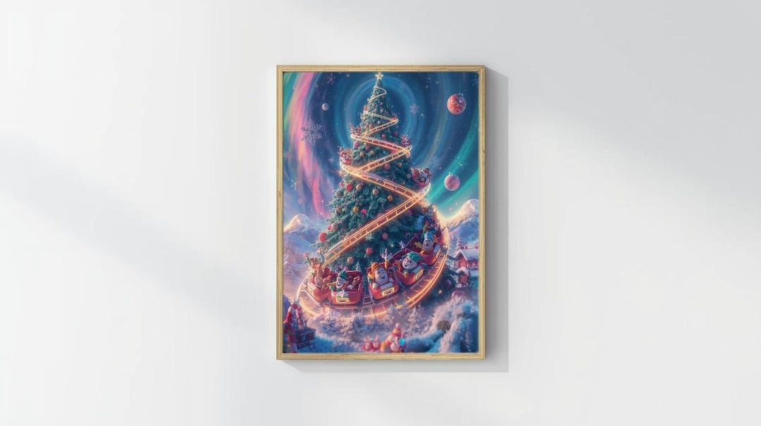 Psychedelic Christmas Wall Art | Trippy Roller Coaster Christmas Tree ...