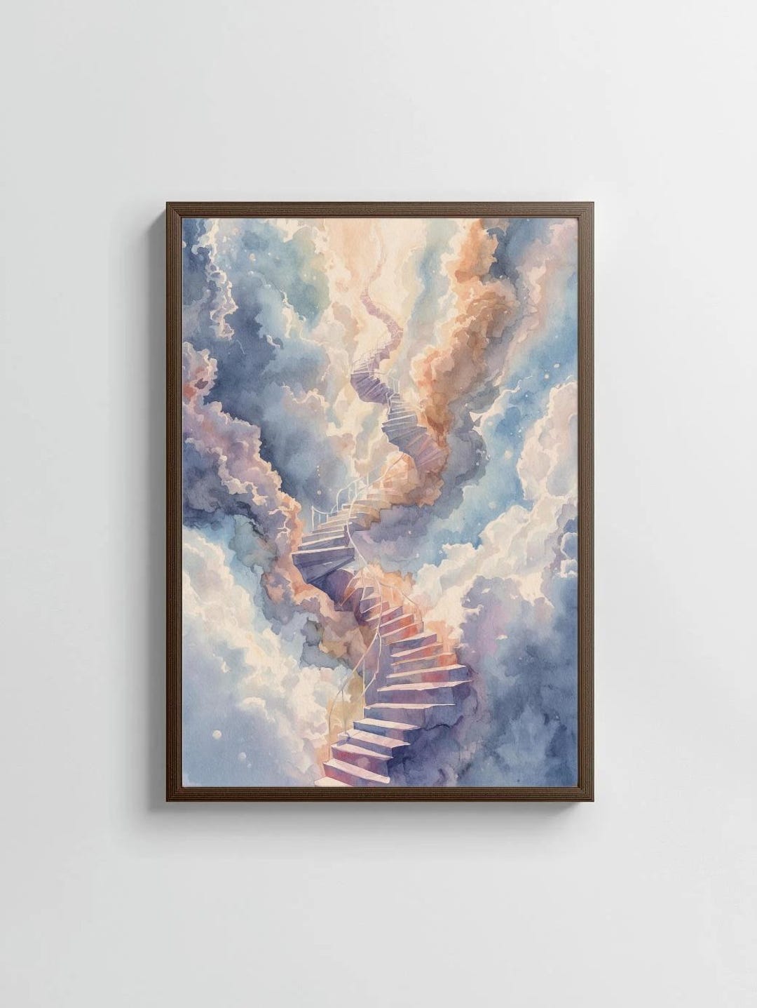 Psychedelic Artwork Watercolor Painting, Trippy Staircase Wall Art ...