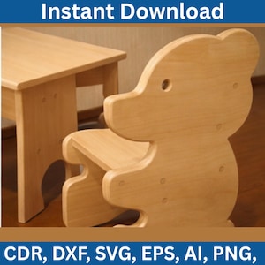 Kids Table Chair Set CNC Plans SVG DXF Cdr Eps Ai Laser Cut Wood Files ...