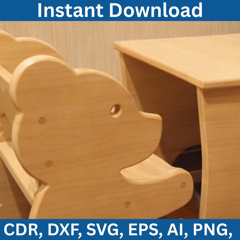 Kids Table Chair Set CNC Plans SVG DXF Cdr Eps Ai Laser Cut Wood Files ...