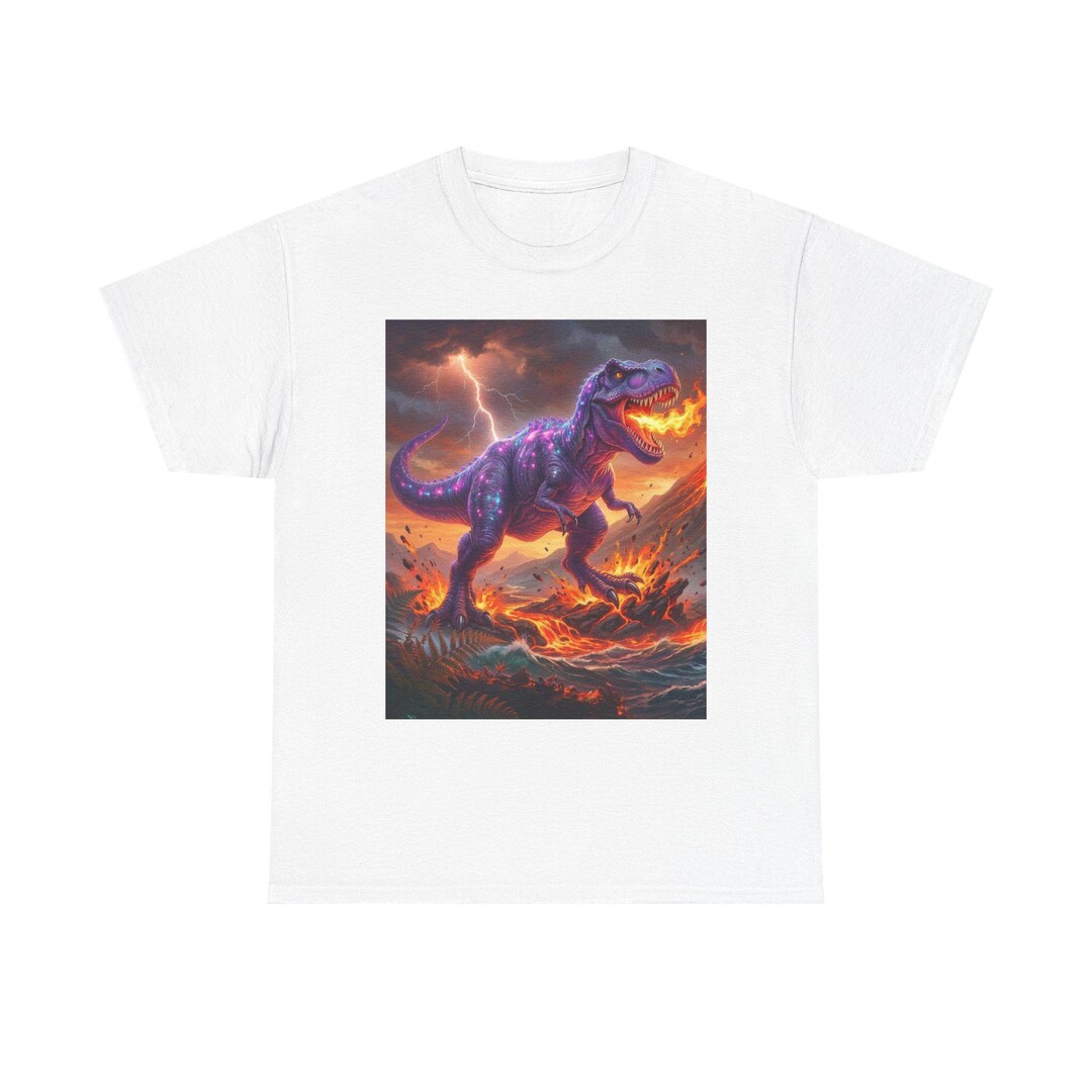 Flaming T-rex Tee | Fiery Dinosaur Graphic Shirt - Etsy