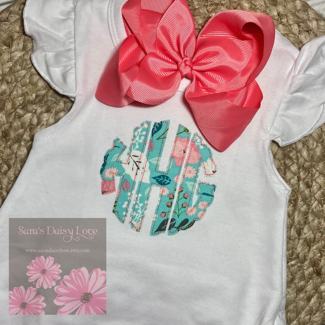 Personalized Ruffle Bum Bubble, Scalloped Circle Monogram, Floral ...