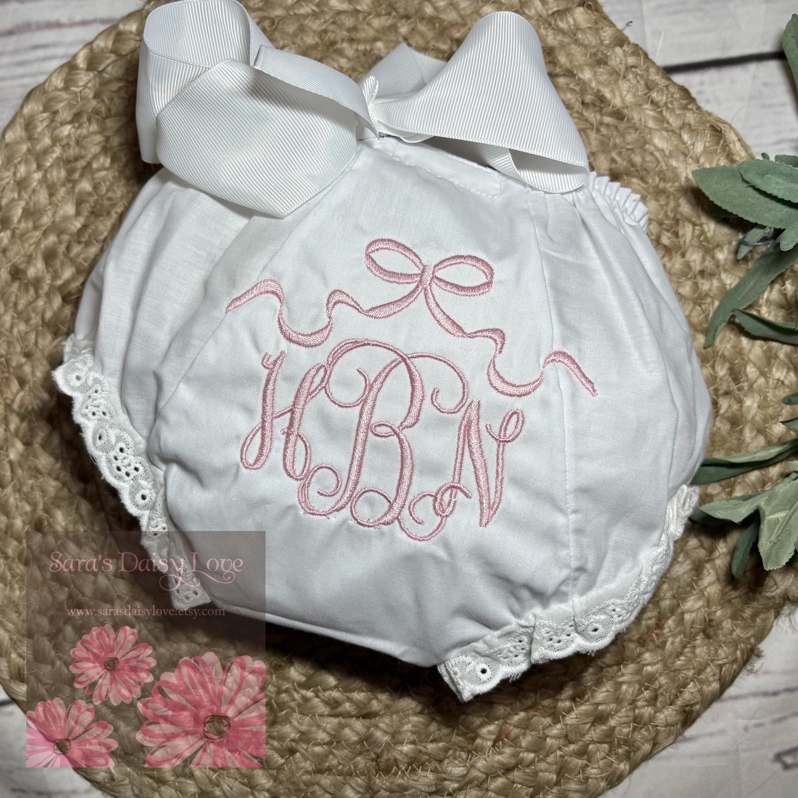 Monogrammed Eyelet Baby Bloomers, Personalized Diaper Cover - Etsy