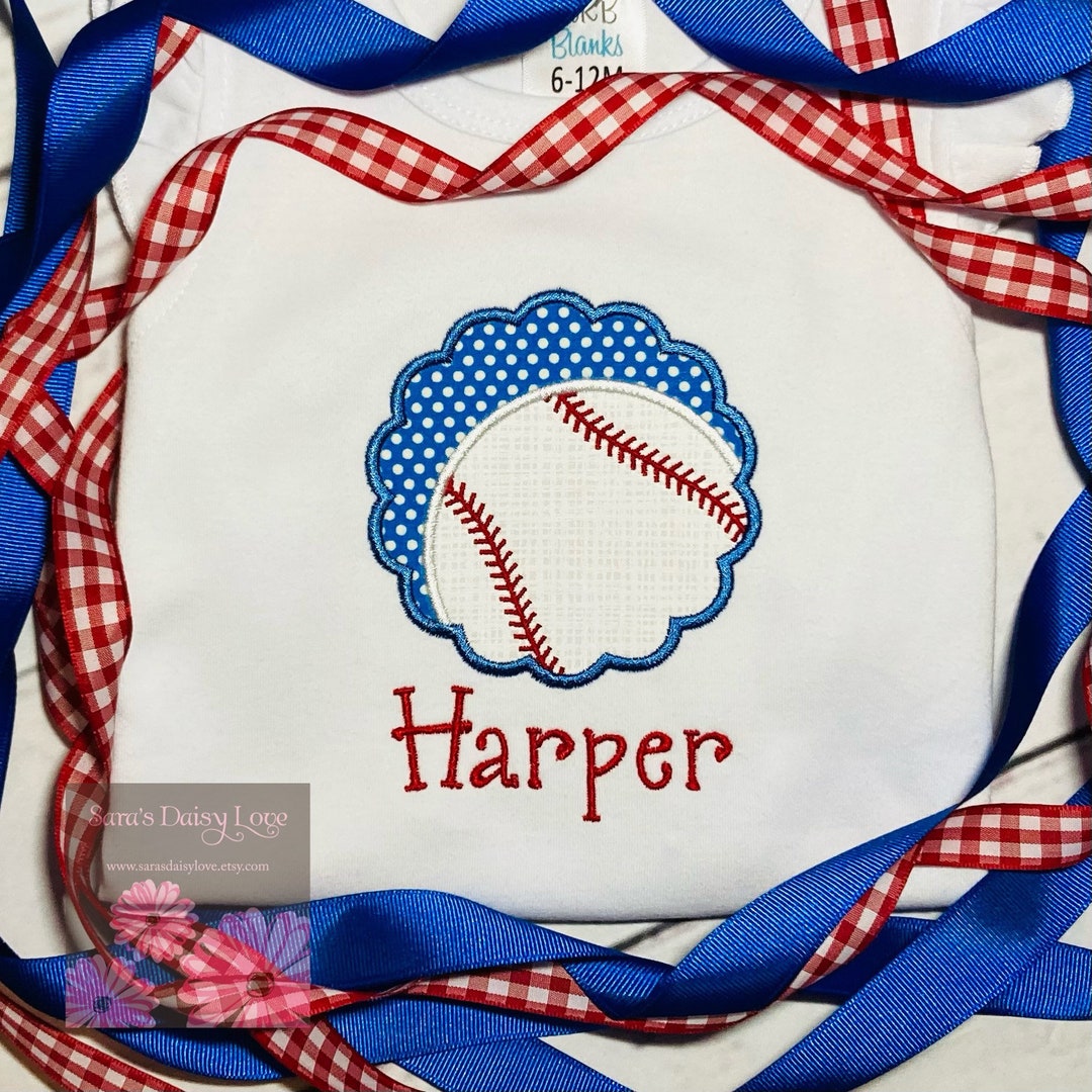 Girl's Scalloped Baseball Shirt, Girl's Softball Shirt, Team Colors ...