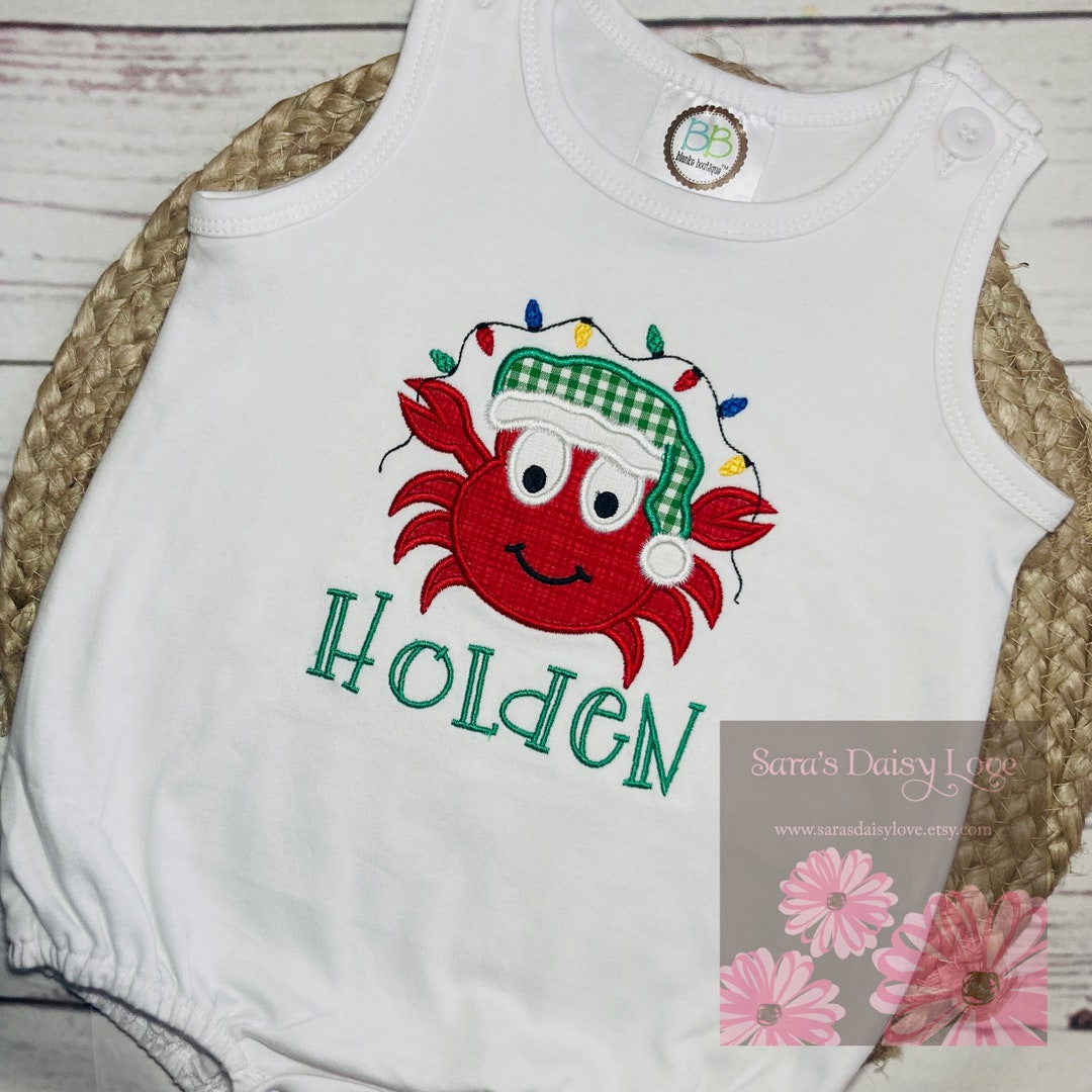 Santa Crab Personalized Bubble, Beach Christmas Outfit, Crab With Santa ...
