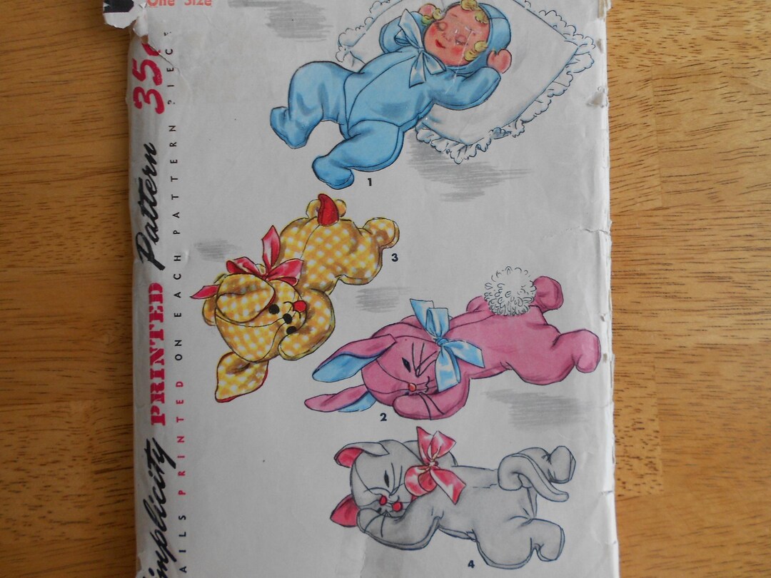 Simplicity Pattern 4941 Stuffed Cuddly Toys With Transfer Circa 1950's ...