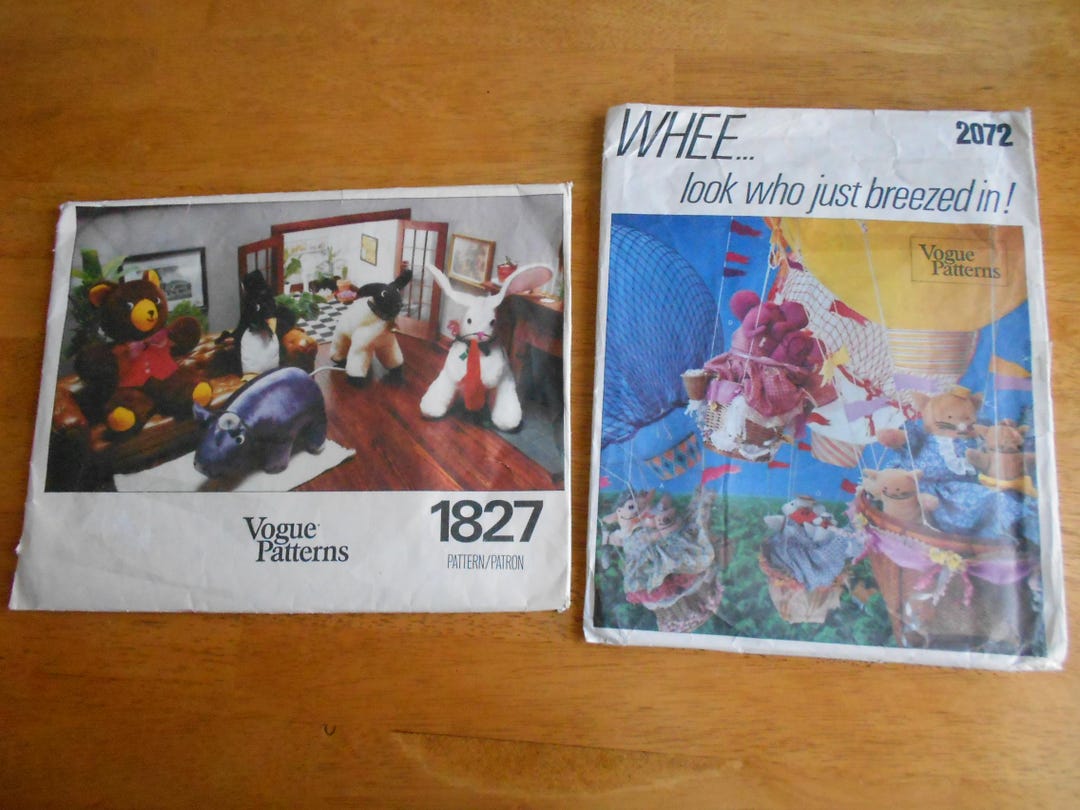 Vogue Pattern 1827 & 2072 Stuffed Animals and Stuffed Animals and ...