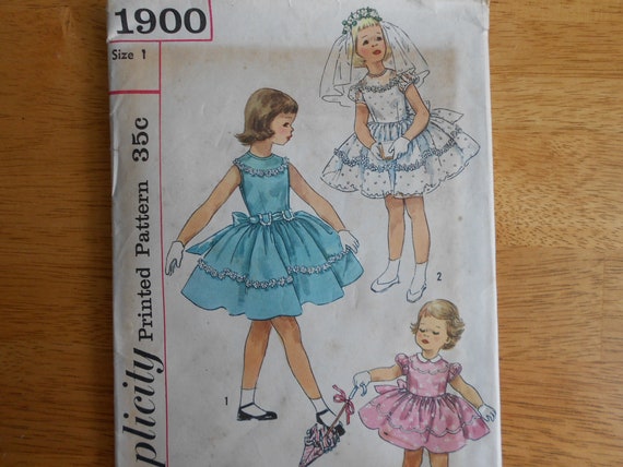 Simplicity Pattern 1900 Child's One-piece Dress Circa - Etsy