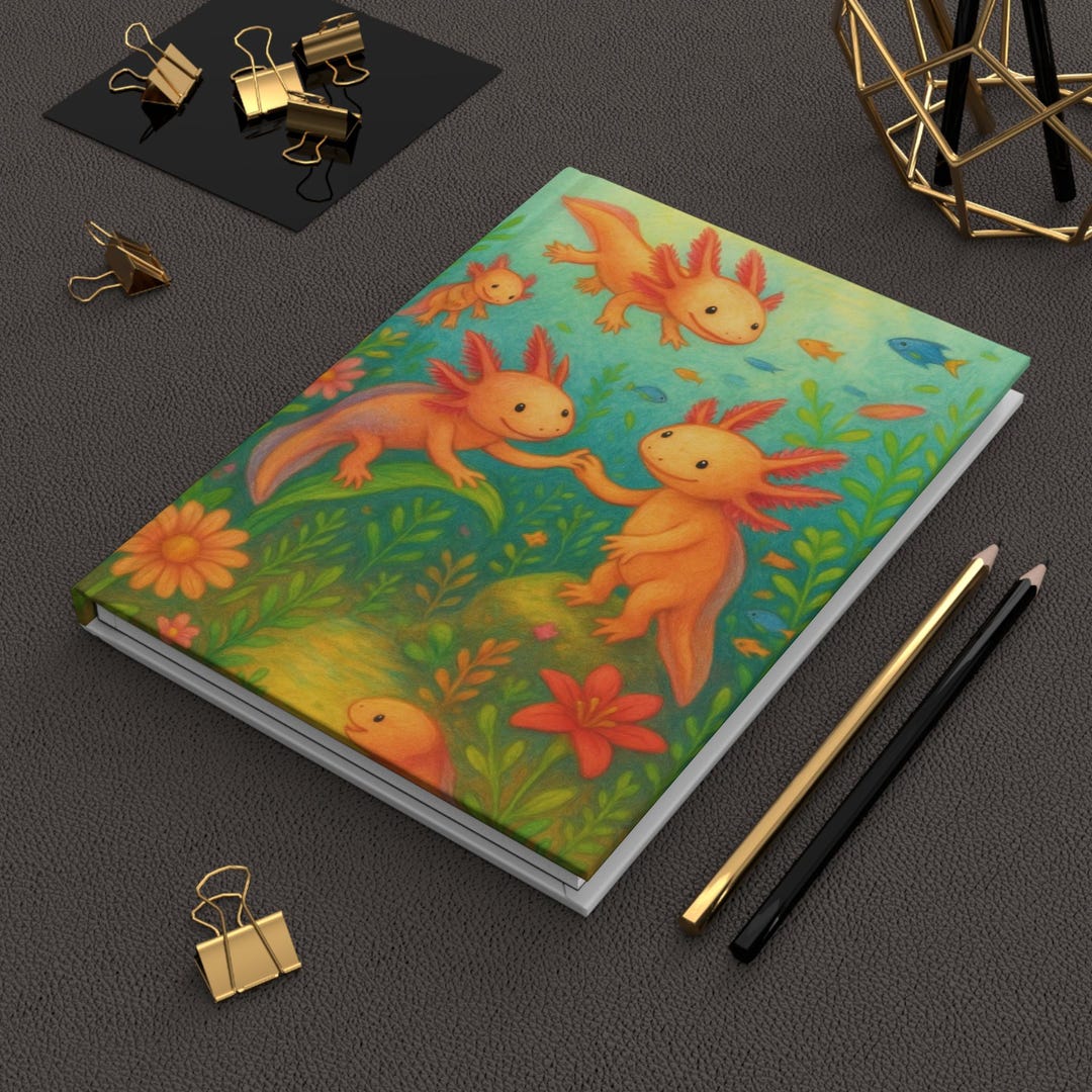 Colorful Axolotl Hardcover Journal - Lined Pages, Matte Finish - Etsy