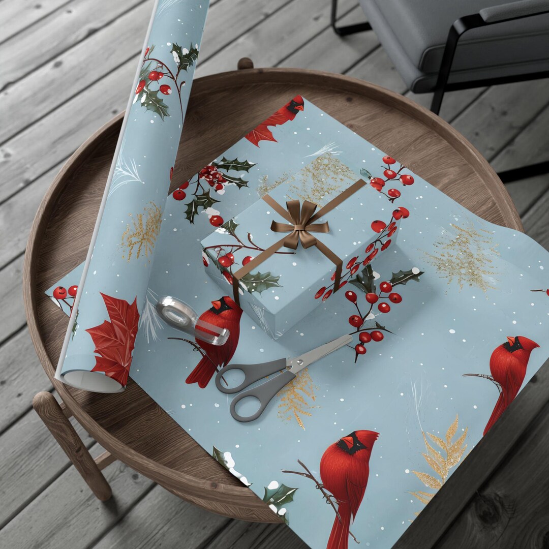 Cardinal Wrapping Paper, Holiday Wrapping Paper, Christmas Gift Wrap ...