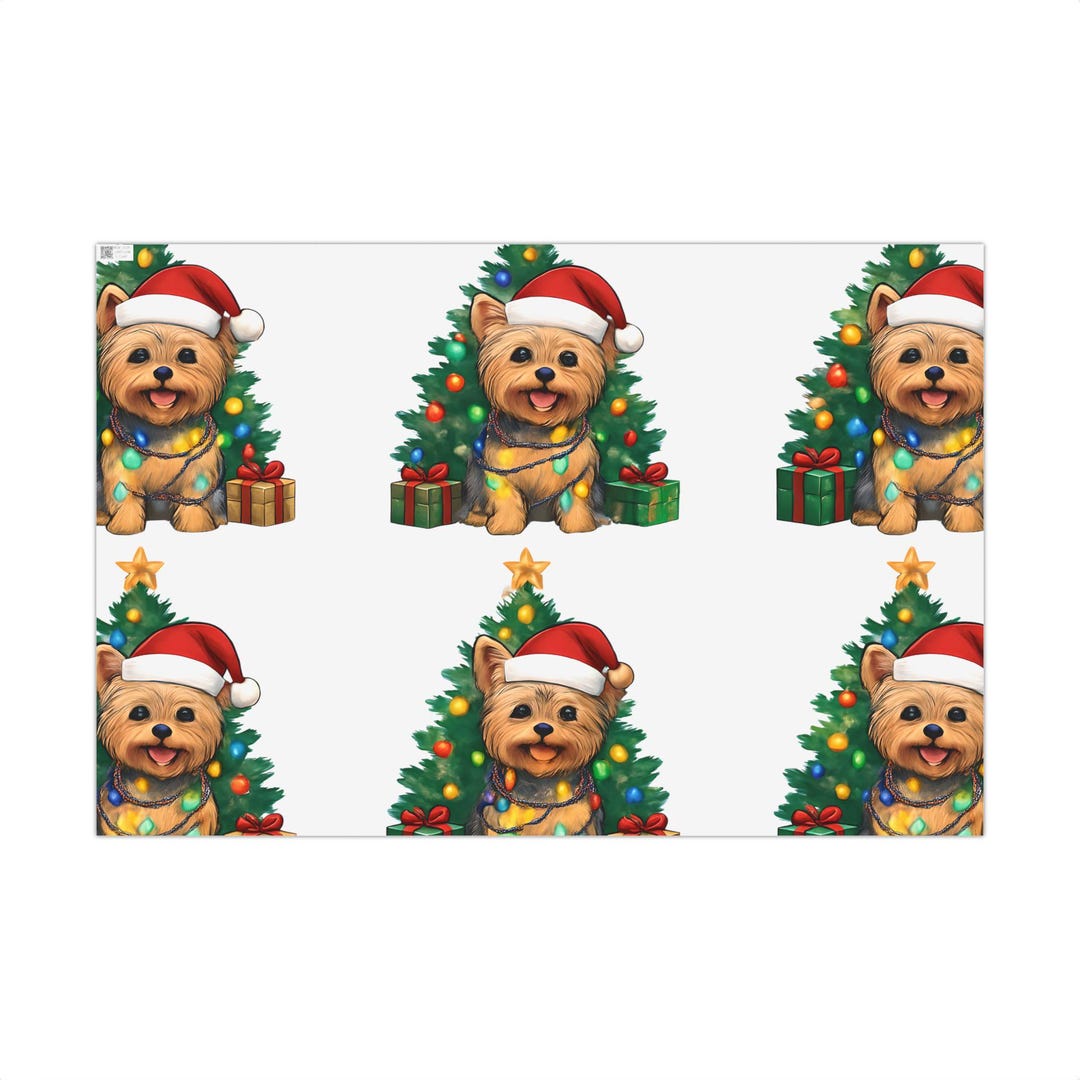 Yorkie Terrier Gift Wrap, Cute Christmas Wrapping Paper, Holiday Gift ...