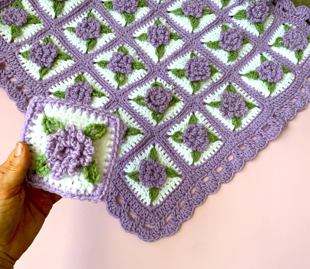 Lavender Crochet Baby Blanket, Pretty Blanket Buddy, Swaddle Blanket ...