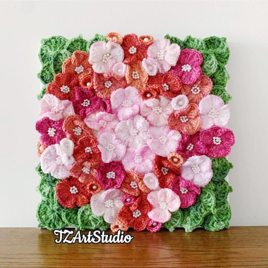 Crochet Flower Painting, Flower Wall Decor, Crochet Art, Nursery Decor ...