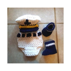 Newborn Boy Sailor Outfit, Baby Captain Hat, Baby Costume, Newborn ...