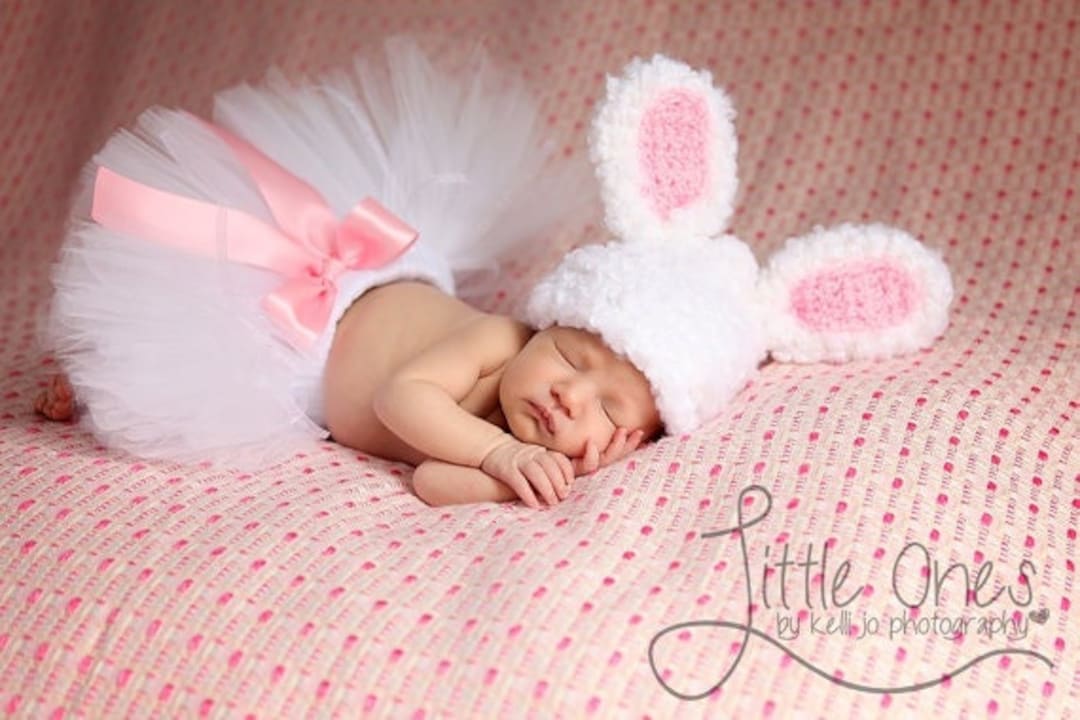 Baby Girl Bunny Hat, Bunny Ears Beanie, Newborn Photography Outfit ...