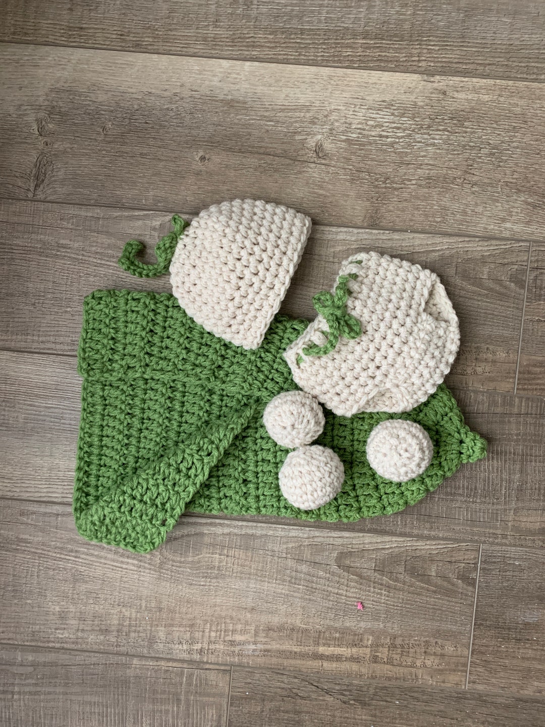Pea Baby Costume, Pea Pod Newborn Halloween Outfit, Crochet Swaddle ...