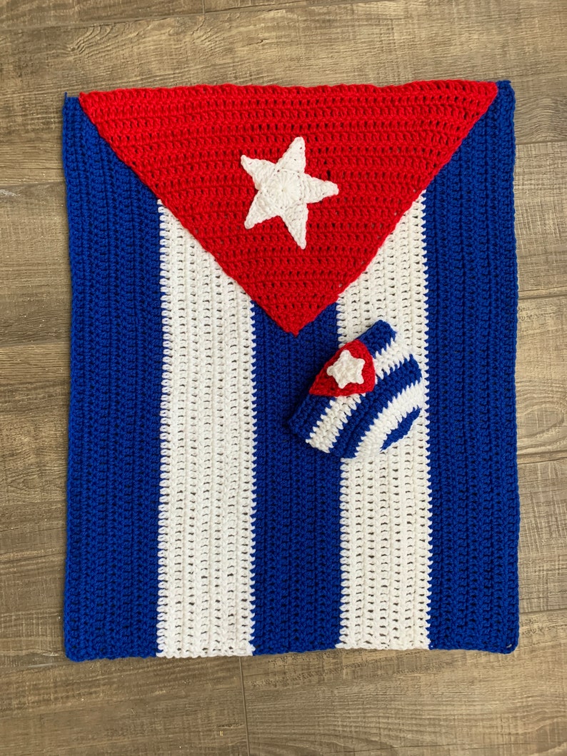 Cuban Baby Crochet Set, Cuban Flag Blanket and Hat, Cuba Newborn ...