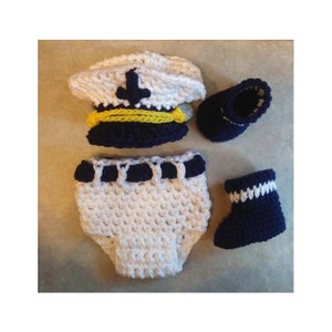 Newborn Boy Sailor Outfit, Baby Captain Hat, Baby Costume, Newborn ...