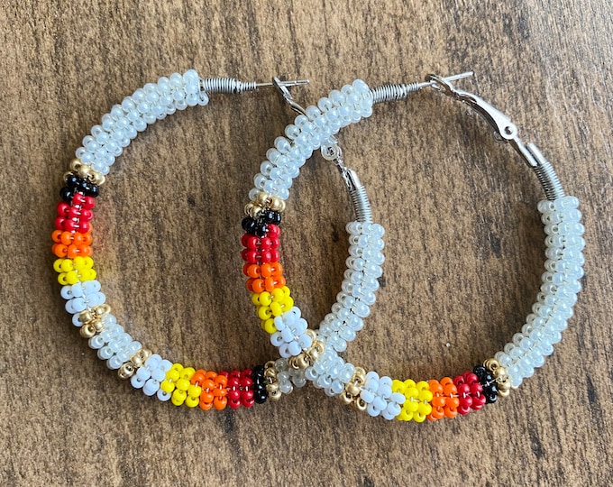 Native Beaded Double Hoops - Etsy