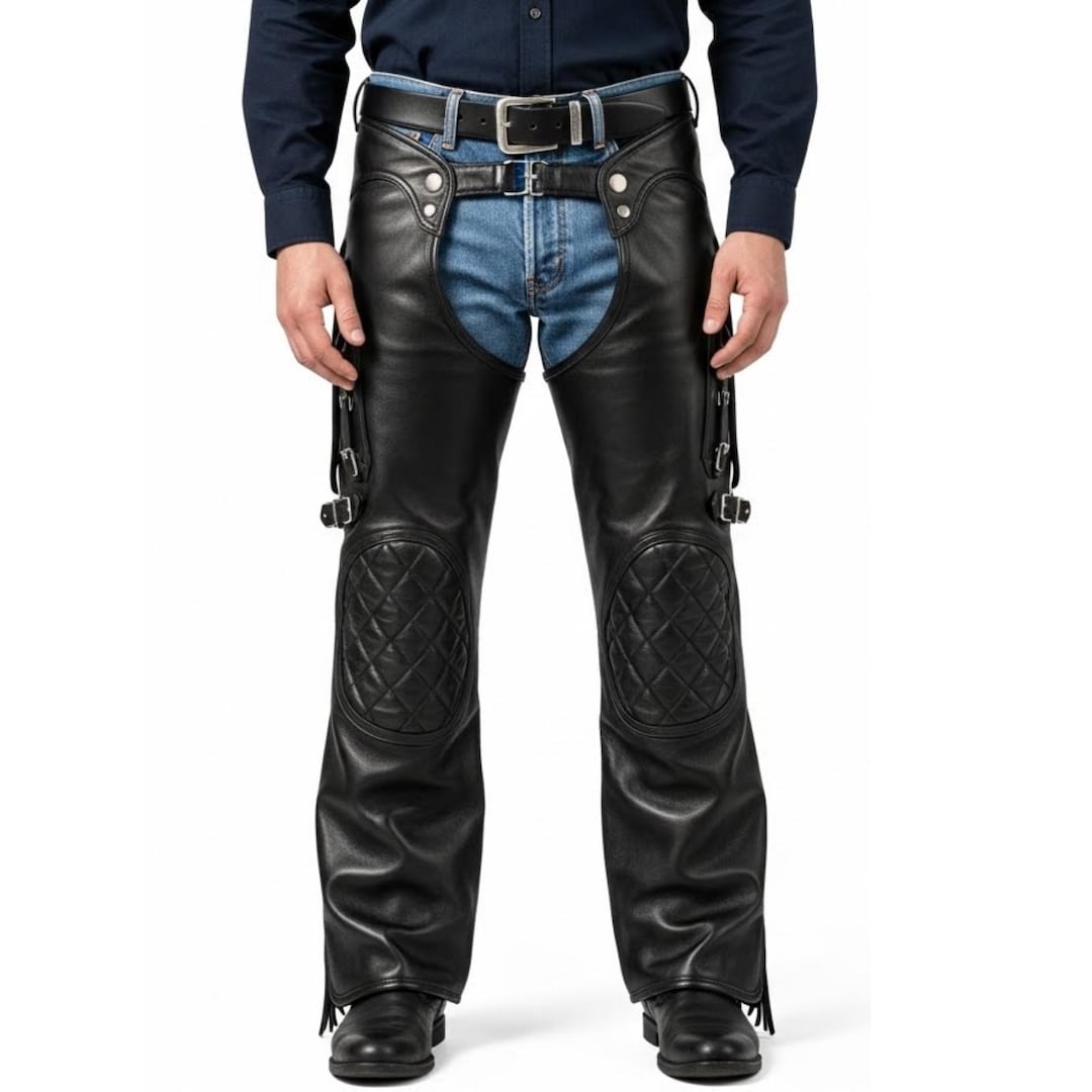 Genuine Brown Leather Chaps for Men | Real Leather Biker Chaps | Custom ...
