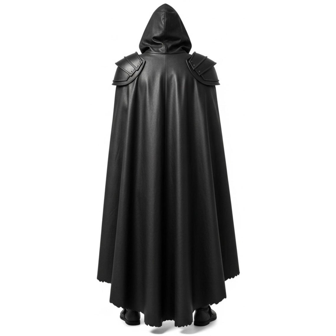 Black Leather Armored Hooded Cloak - Handmade Viking Samurai Knight ...