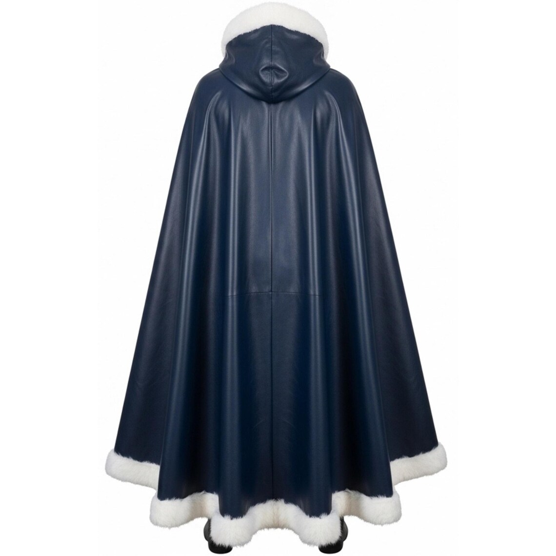 Viking Winter Fur Cloak - Blue Hooded Medieval Warrior Cape - Handmade ...