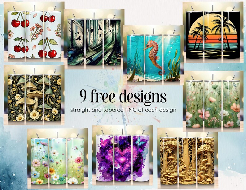 Patchwork Mushroom Forest Tumbler Wrap Bundle, Seamless Digital ...