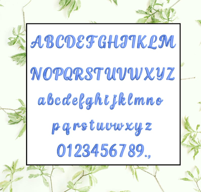 3D Puff Embroidery Font | Valeria Script Alphabet | Puffy Embroidery Letters | Dst Pes Jef Xxx ...