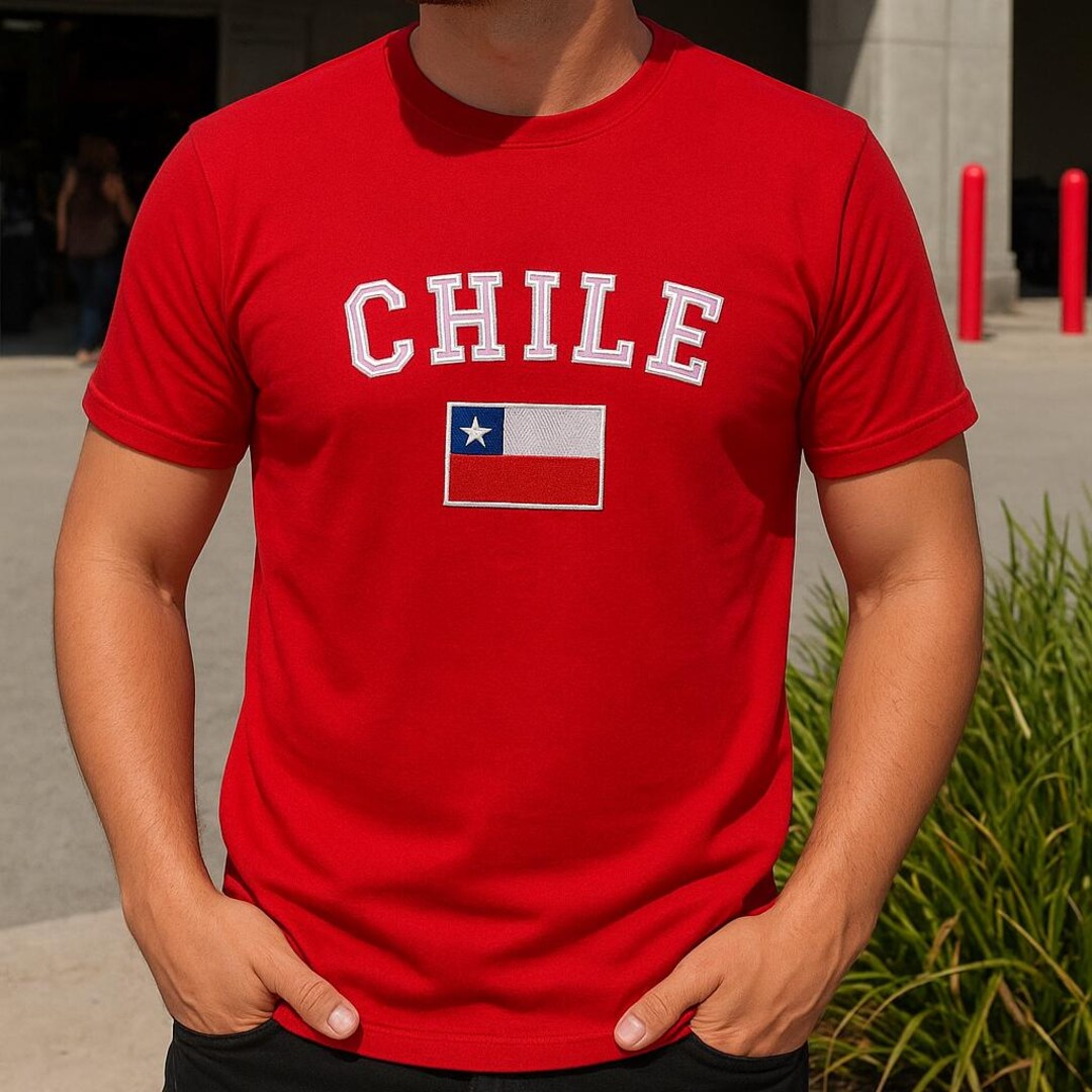 Chilean Embroidered T-shirt With Flag - Etsy