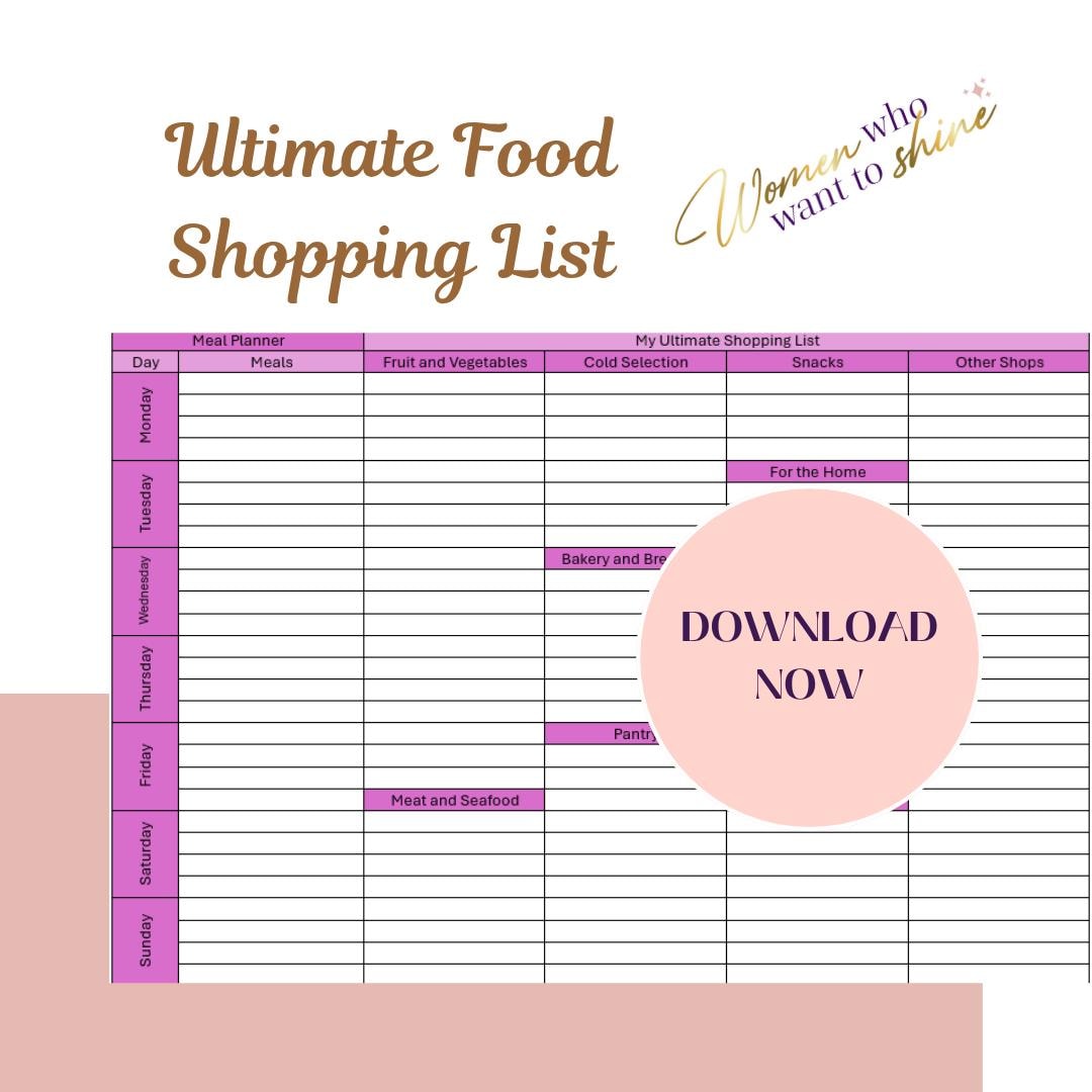 Ultimate Shopping List Template - Etsy